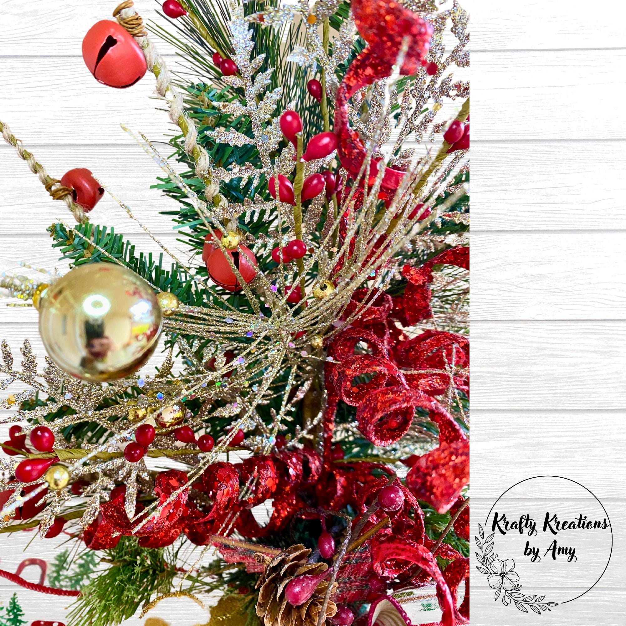 Red Truck Christmas Tree Topper, Elegant Tree Topper, Designer Ribbon ...