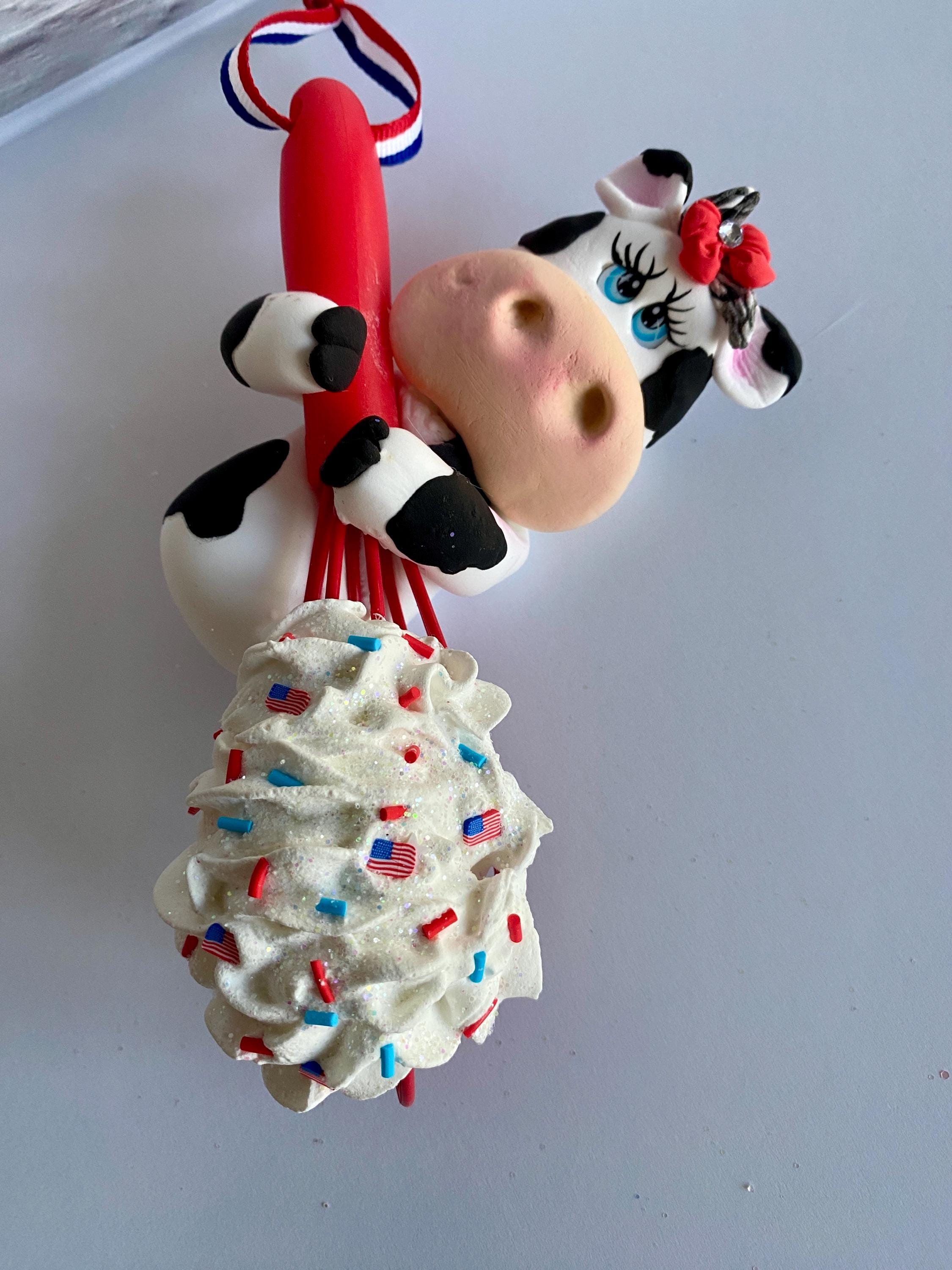 Fourth of July Cow Themed Kitchen Decor – Cute Patriotic Handmade Whisk ...