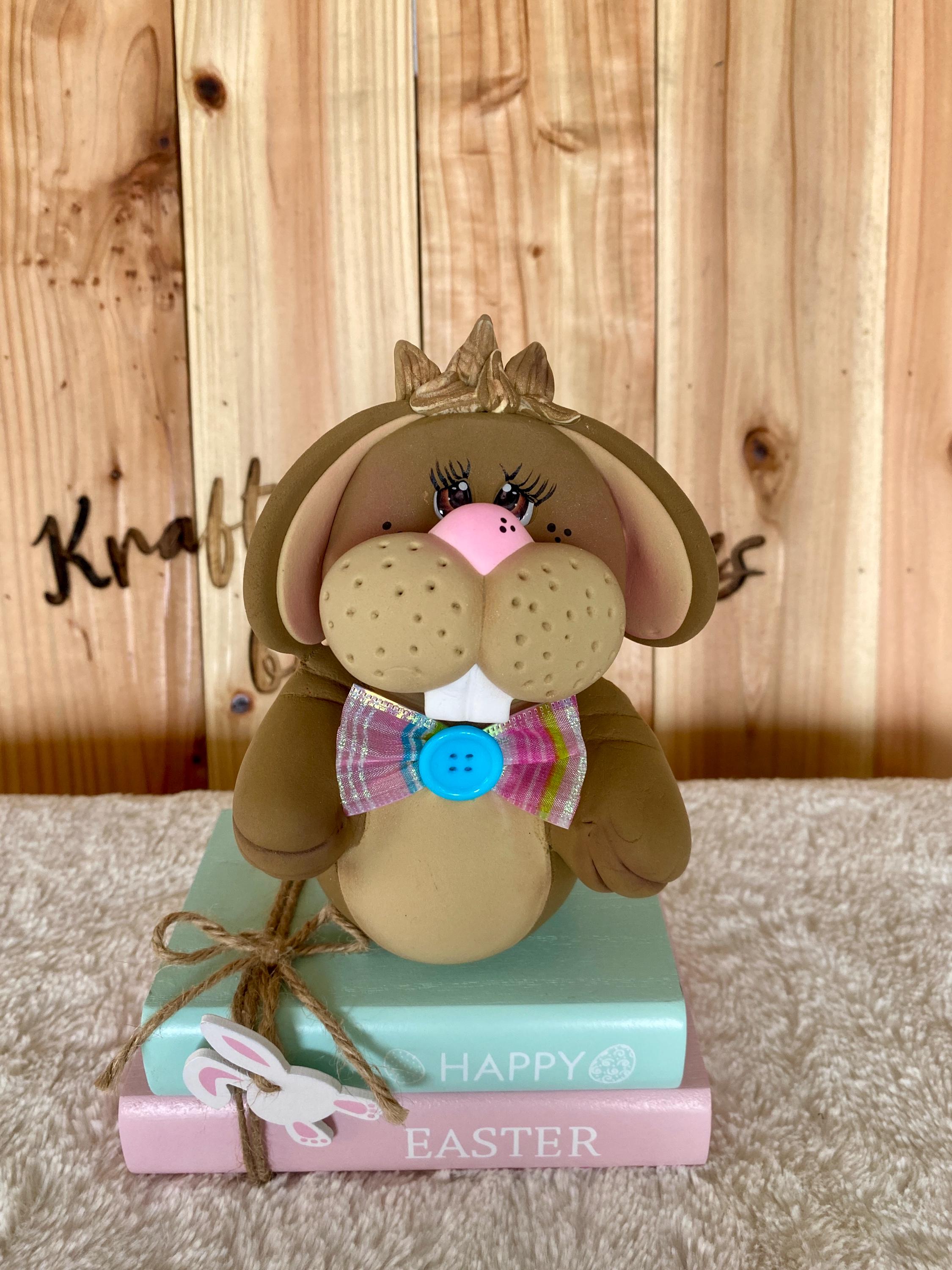 Easter Bunny Centerpiece, Clay Bunny Easter Decoration, Easter Home Decor, Easter Bunny Decor ...