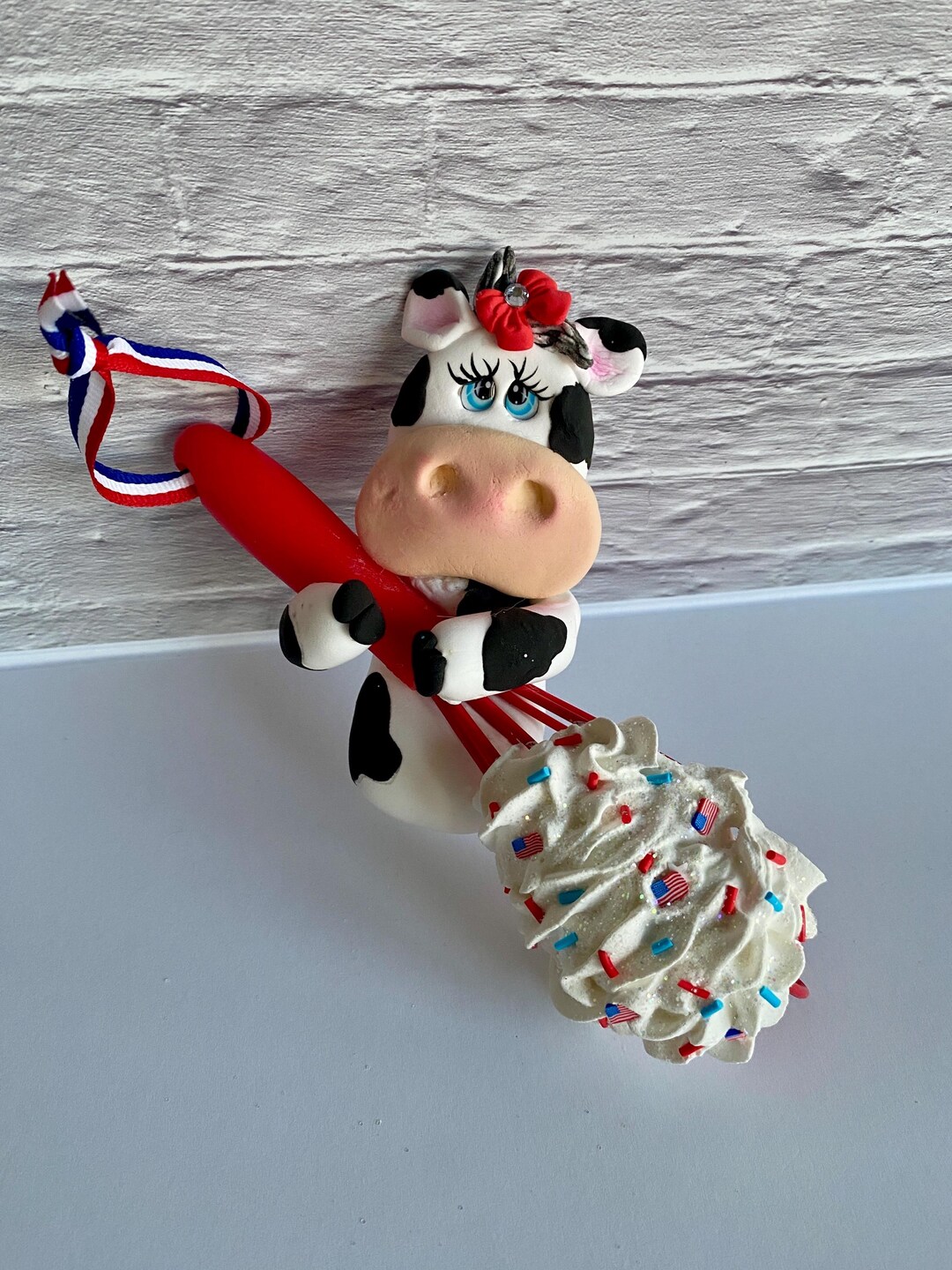 Fourth of July Cow Themed Kitchen Decor – Cute Patriotic Handmade Whisk ...