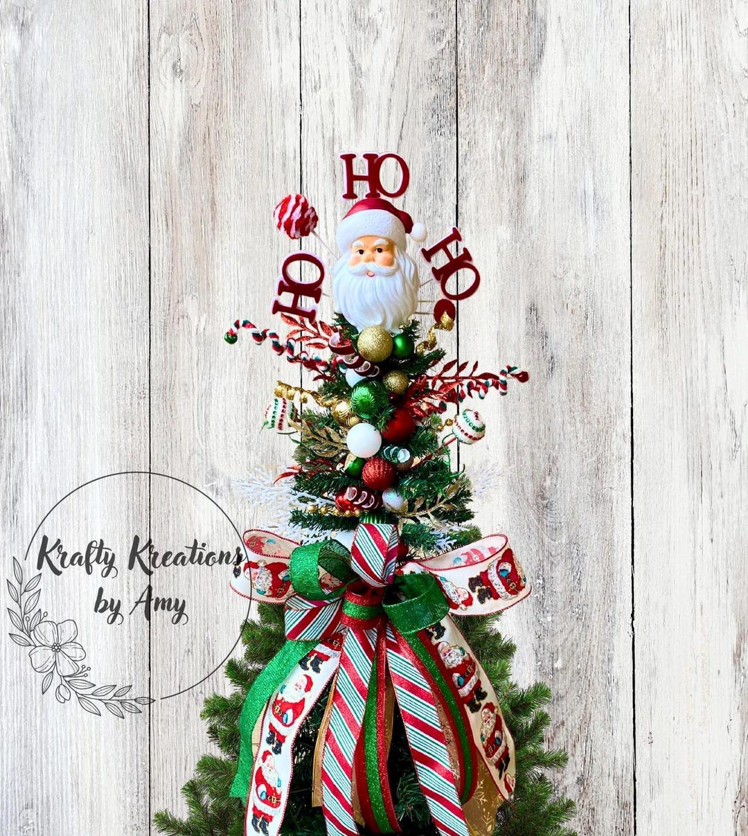 Santa Lighted Christmas Tree Topper, Elegant Tree Topper, Designer ...