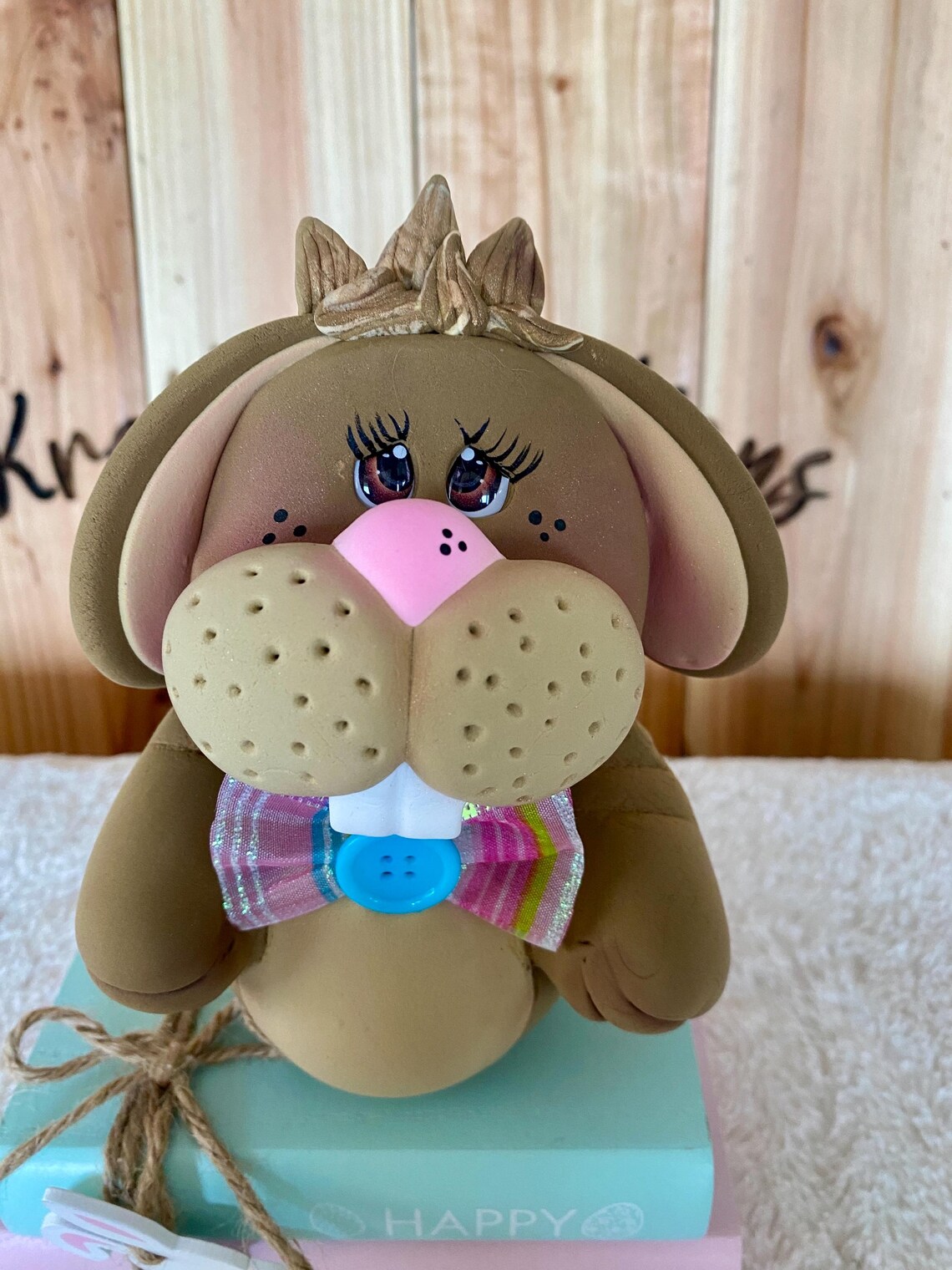 Easter Bunny Centerpiece, Clay Bunny Easter Decoration, Easter Home Decor, Easter Bunny Decor ...