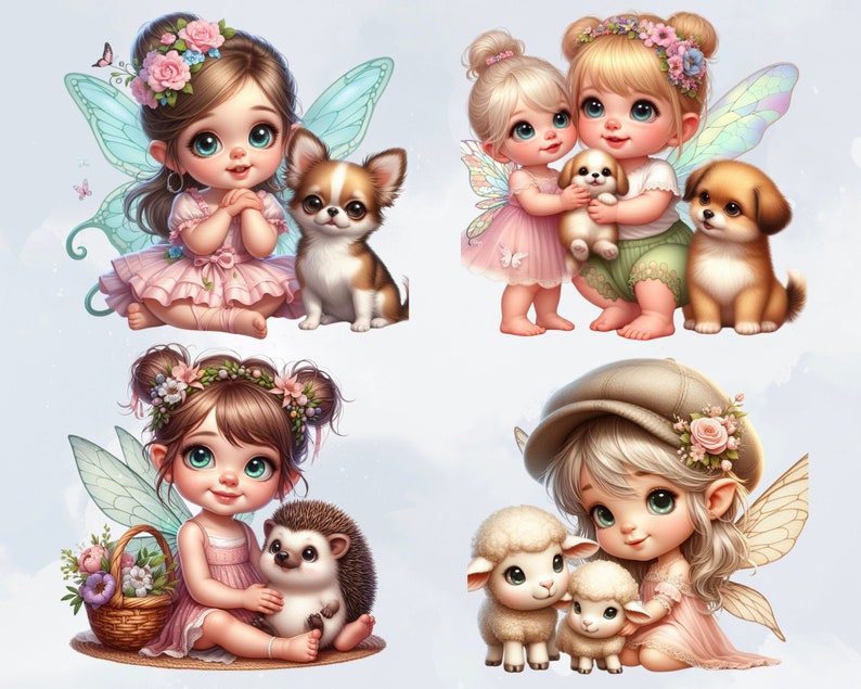 50 Fairy With Animals Clipart PNG - Animal, Fairy Clip Art- Printable ...