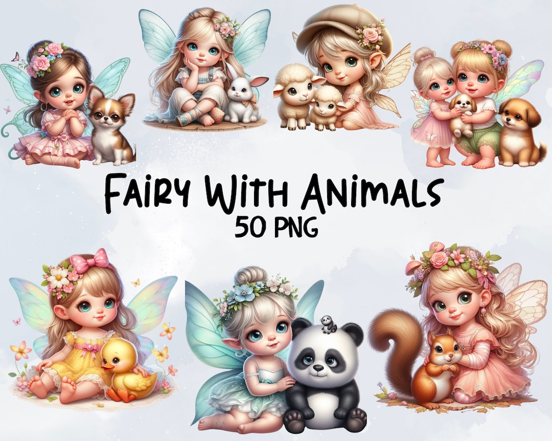 50 Fairy With Animals Clipart PNG - Animal, Fairy Clip Art- Printable ...