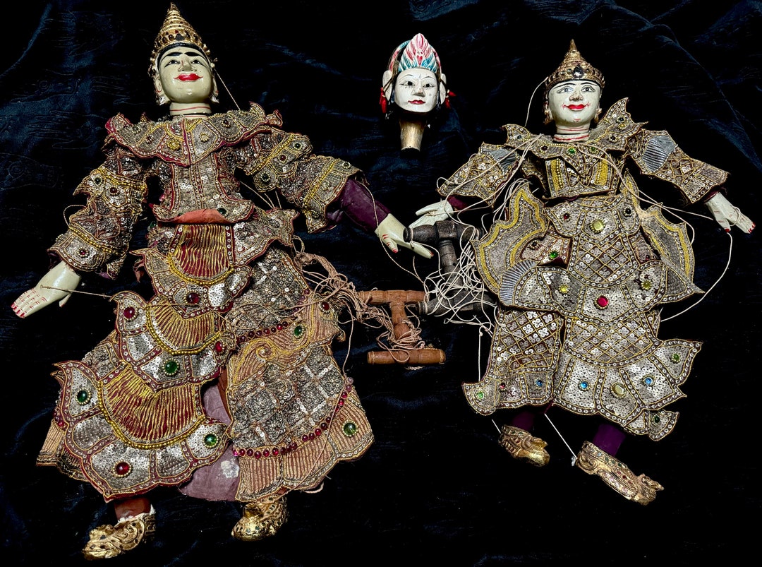 Vintage Traditional Burmese Handcrafted Wood Opera Marionettes - Etsy