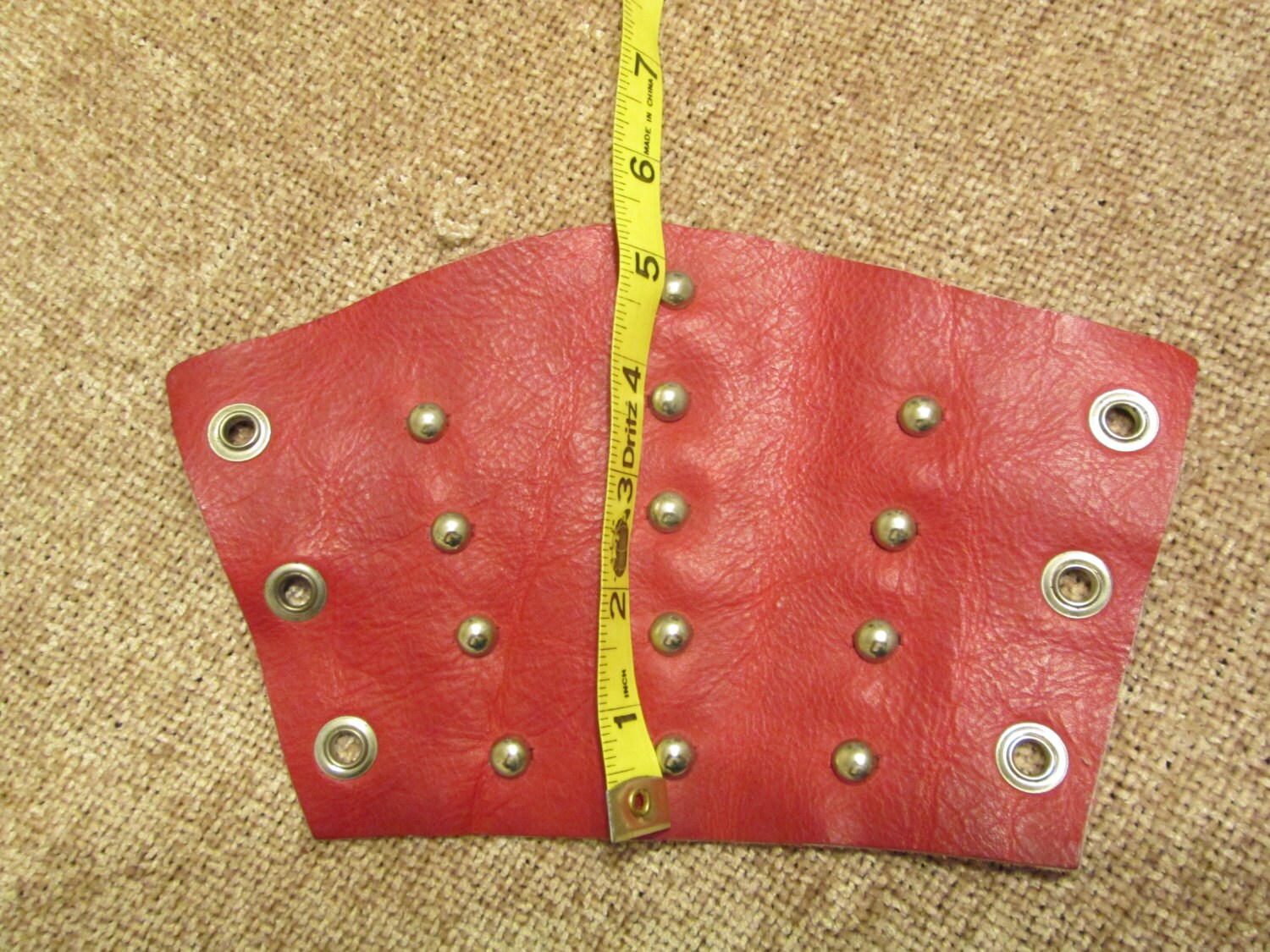 Red Leather Bracers pr With 3 Rows of Spots small Size - Etsy
