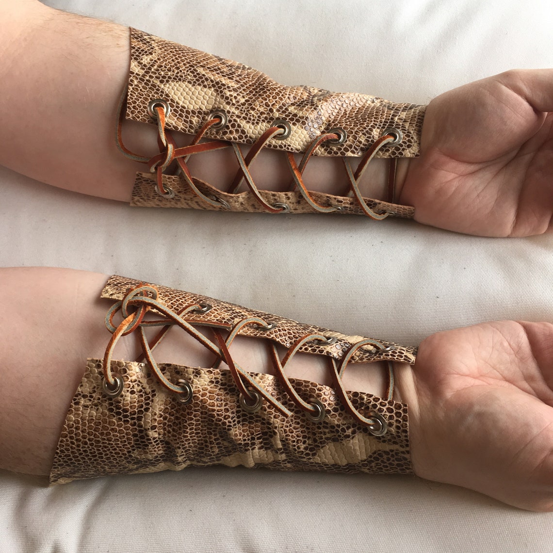 Large Pair of BEIGE PYTHON SNAKE printed textured Italian | Etsy