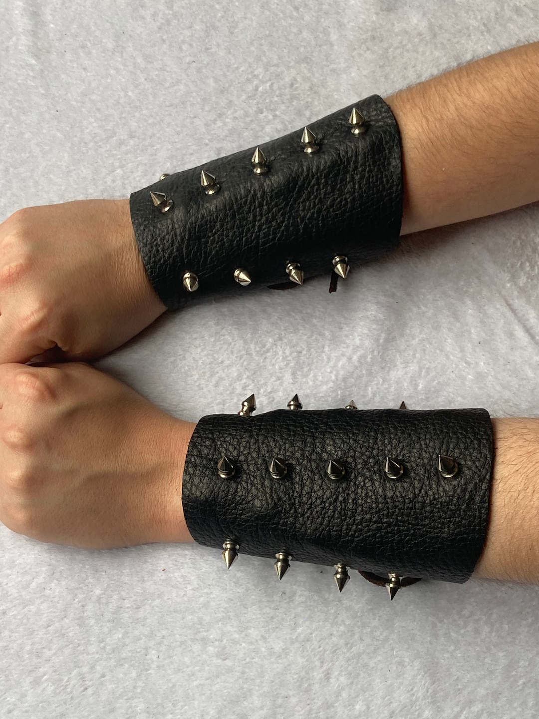 Spiked Black Leather Bracers Sm Pair sold With Lacing - Etsy UK