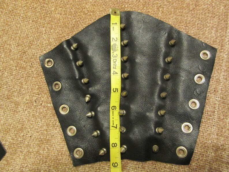 Black Leather Spiked Bracers large Pair sold With Lacing - Etsy UK