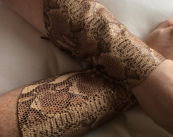Large Pair of BEIGE PYTHON SNAKE Printed Textured Italian Goatskin Soft ...