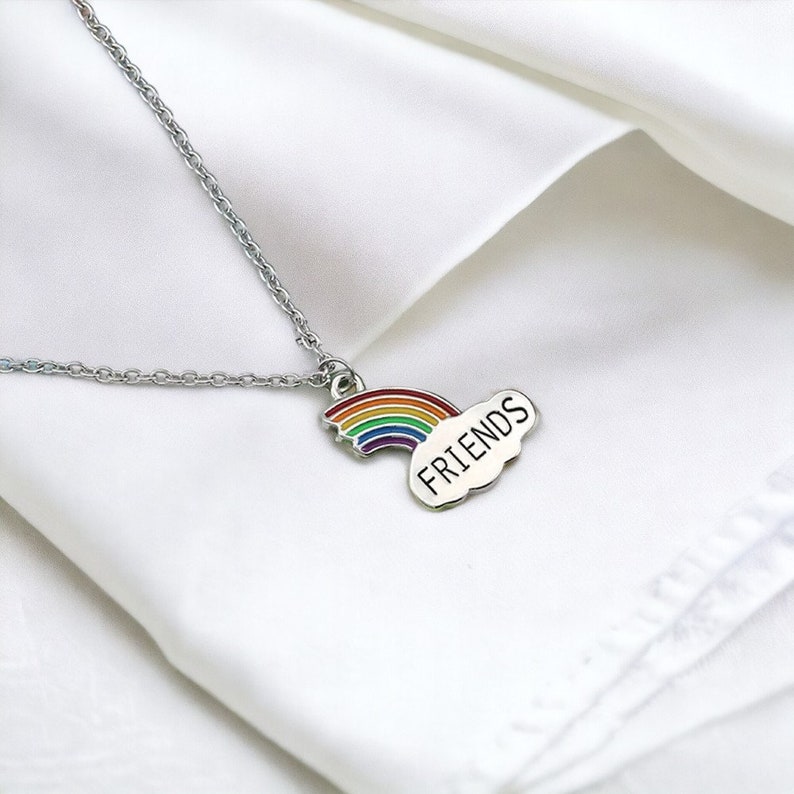 Rainbow Best Friends Heart Necklaces, LGBTQ Heart Pendant Pair, Friend ...