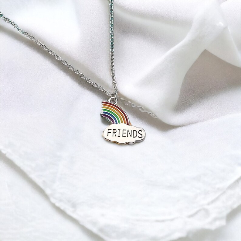 Rainbow Best Friends Heart Necklaces, LGBTQ Heart Pendant Pair, Friend ...
