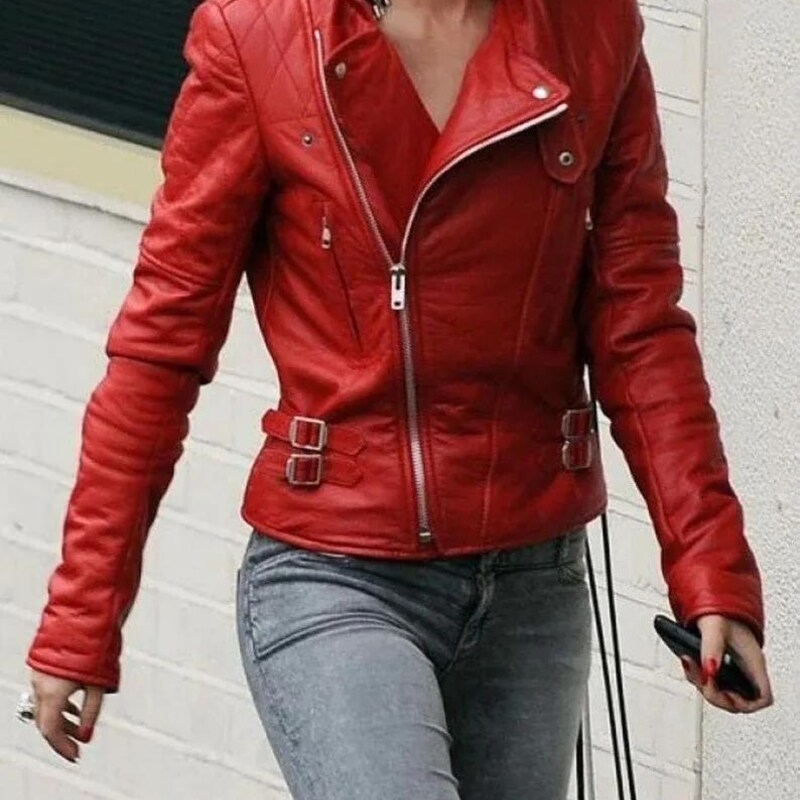 Red Leather Jacket - Etsy