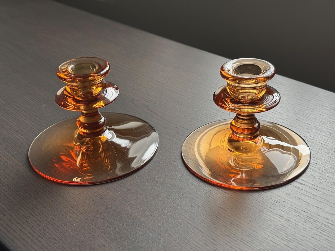 Fostoria Line 2362 Amber 3" Single Light Vintage Candlestick - Set of 2 ...
