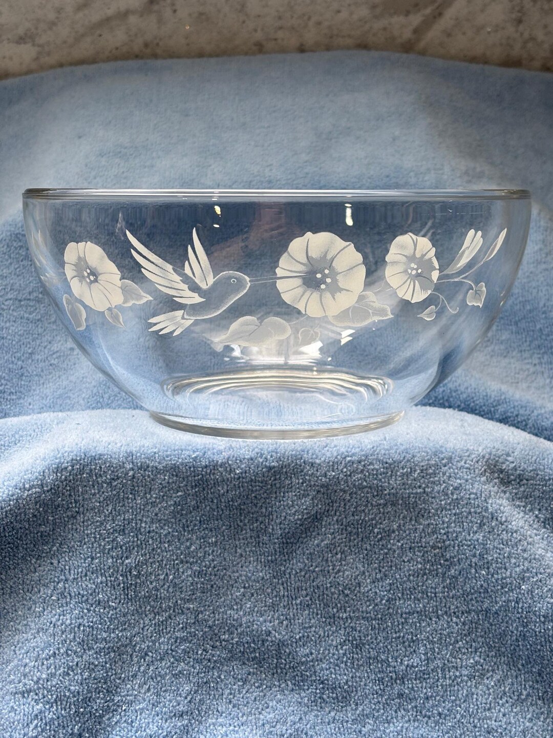 AVON Hummingbird Crystal Vintage Glassware Large Lead Crystal Serving ...