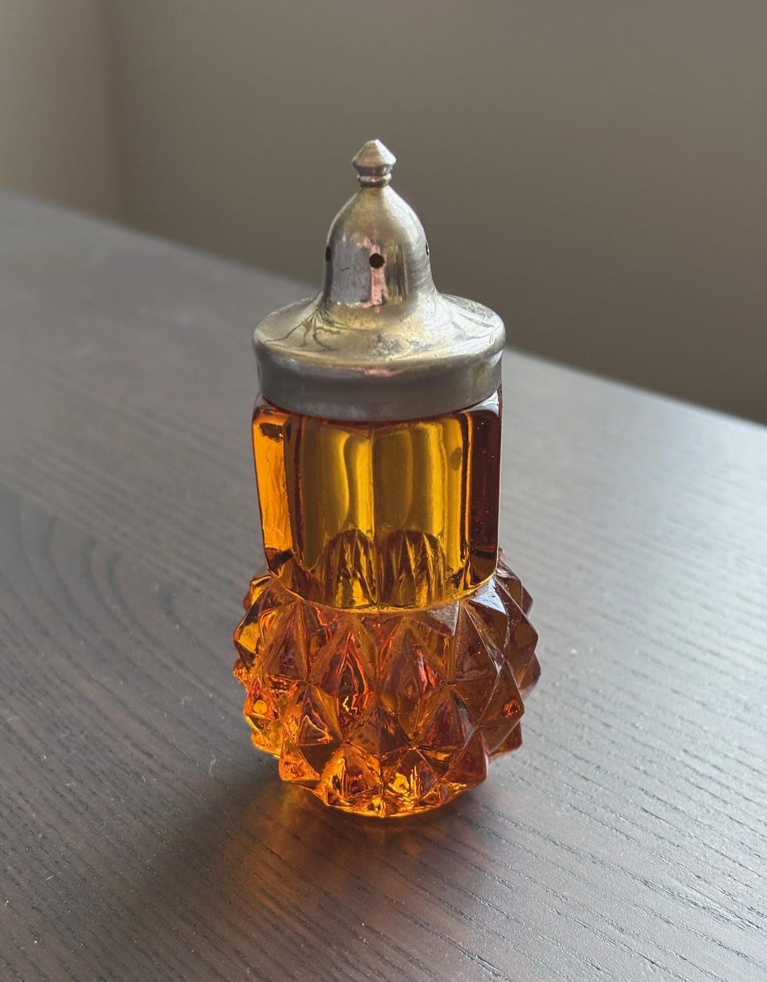 Indiana Glass Vintage Glassware Diamond Point Amber Salt Shaker ...