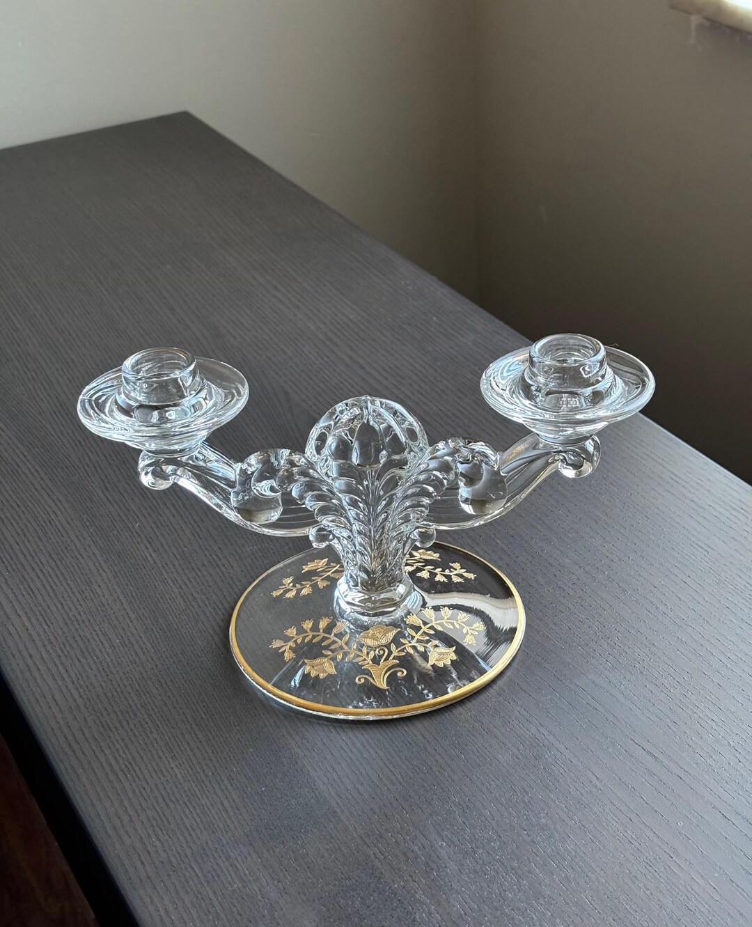 Fostoria Vintage Glassware Willowmere Baroque Double Glass Candlestick ...