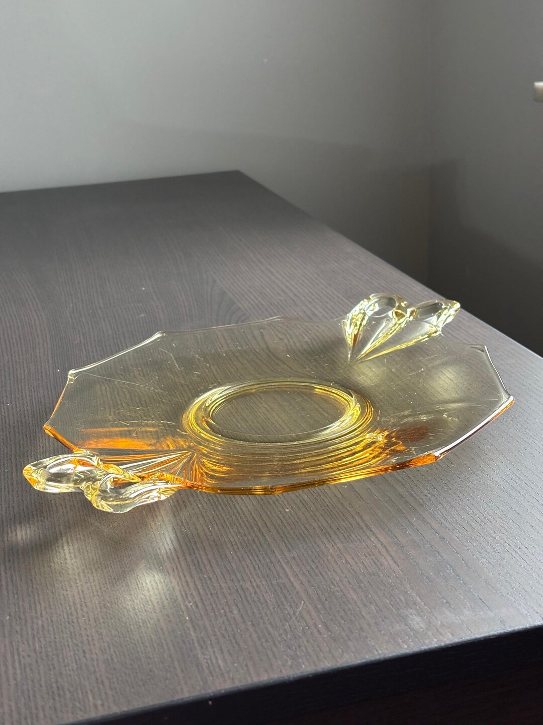 Fostoria Fairfax Topaz Yellow Vintage Glassware Cheese and Cracker ...