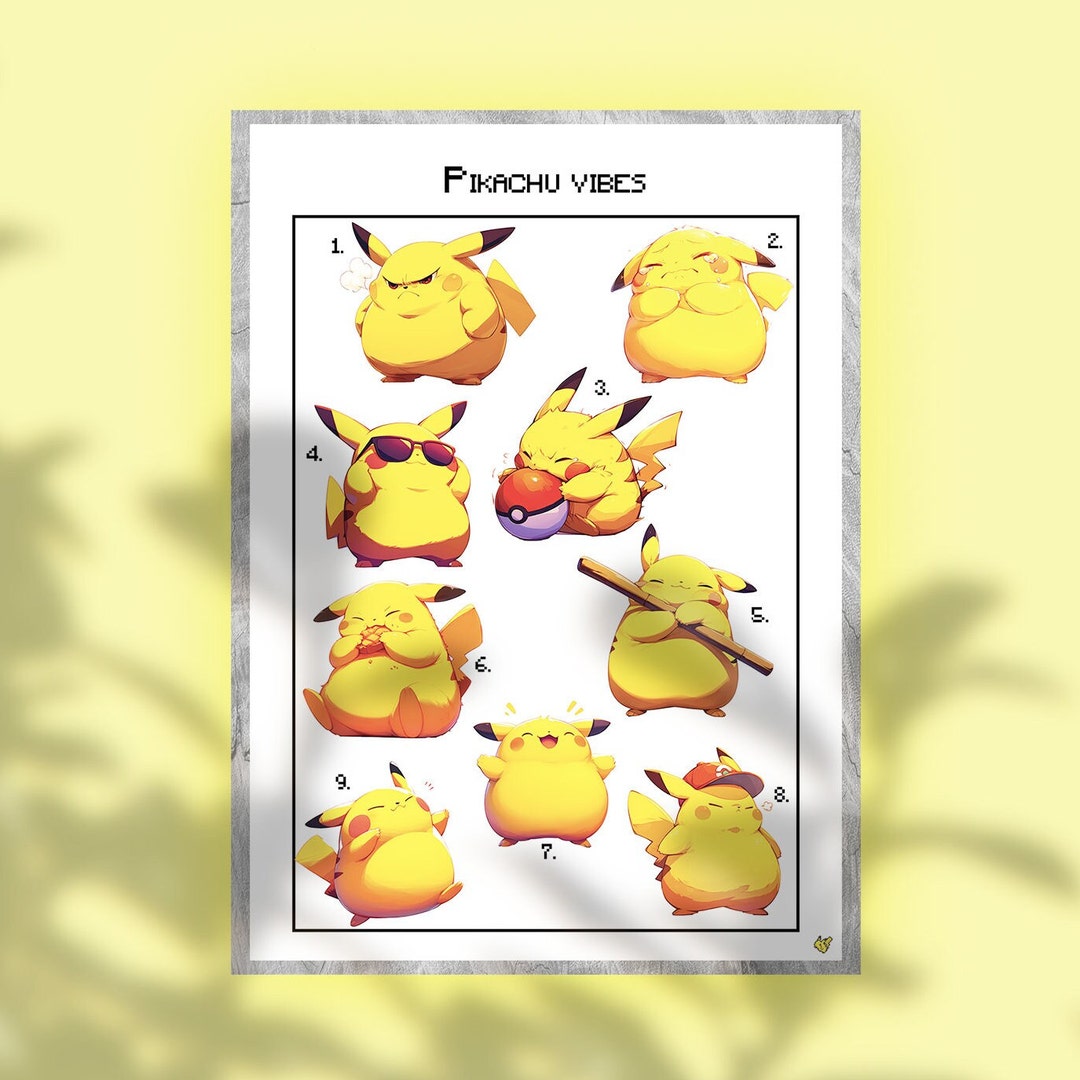 Pikachu Poster First Generation Pokemon Poster Cute Emotion Poster ...