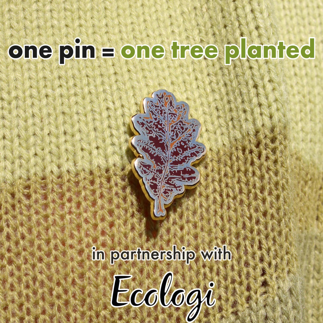 Oak Leaf Enamel Brooch - Autumnal - Hand-painted - Plant a Tree! - Etsy