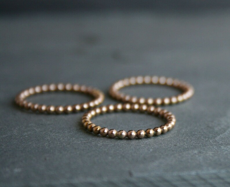 14k Gold Fill Bead Rings Set of Three Stacking Rings 3 - Etsy