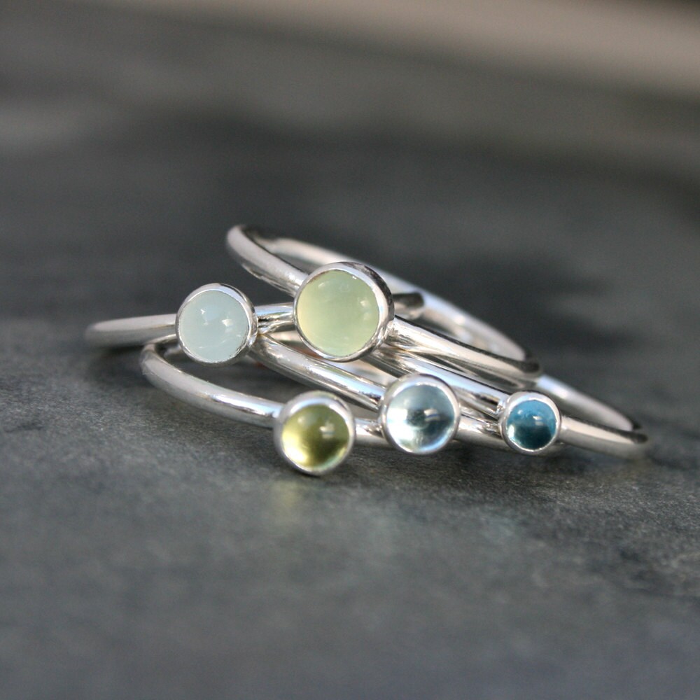 Spring Day Stacking Rings Sterling Silver Set of Five - Etsy UK