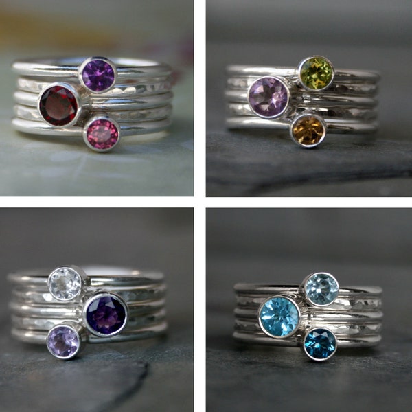 Gemstone Ring Set - Etsy