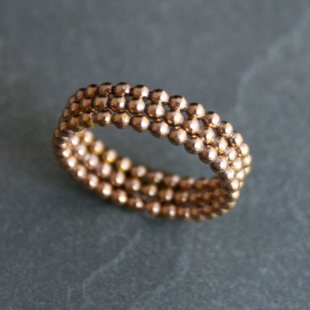 14k Gold Fill Bead Rings Set of Three Stacking Rings 3 - Etsy