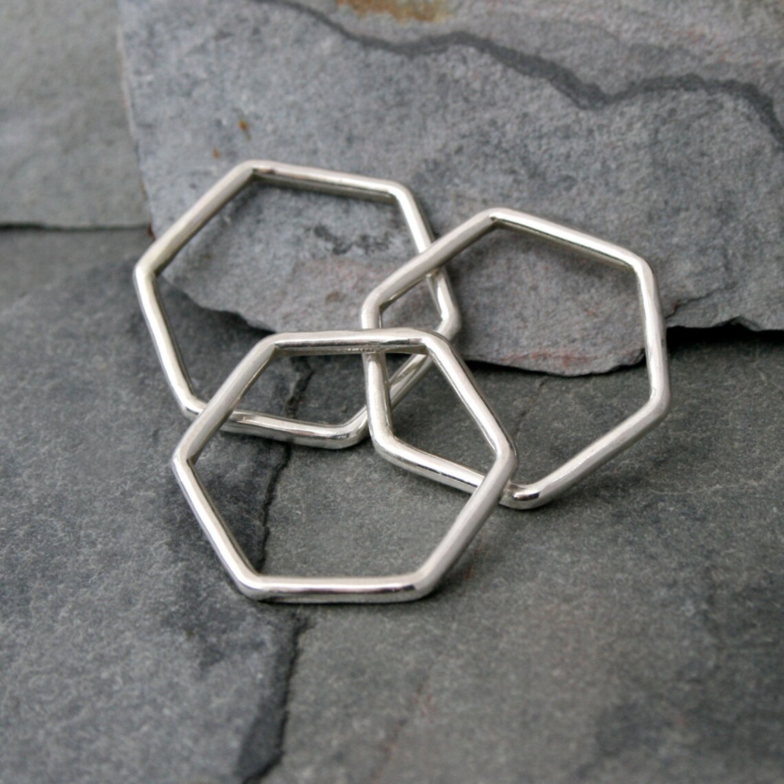Geometric Stacking Rings Set of 3 Solid Sterling Silver | Etsy