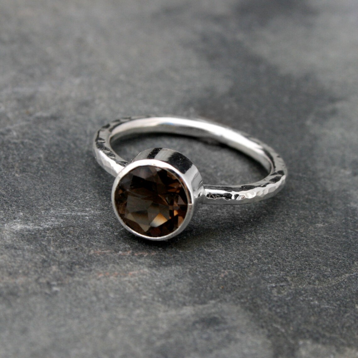Whiskey Quartz Ring Sterling Silver Smoky Quartz Faceted | Etsy