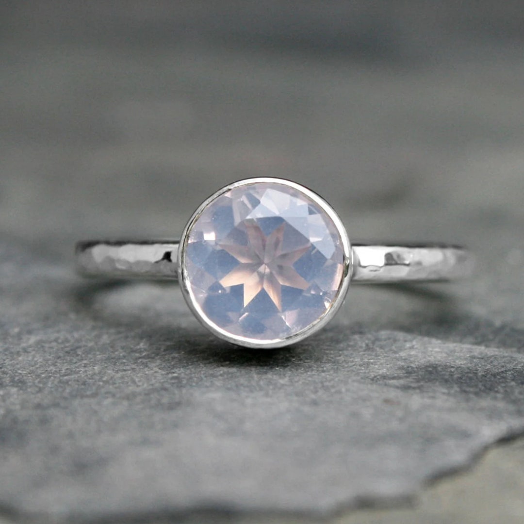 Lavender Moon Quartz Ring - Modern Minimalist Sterling Silver Solitaire ...