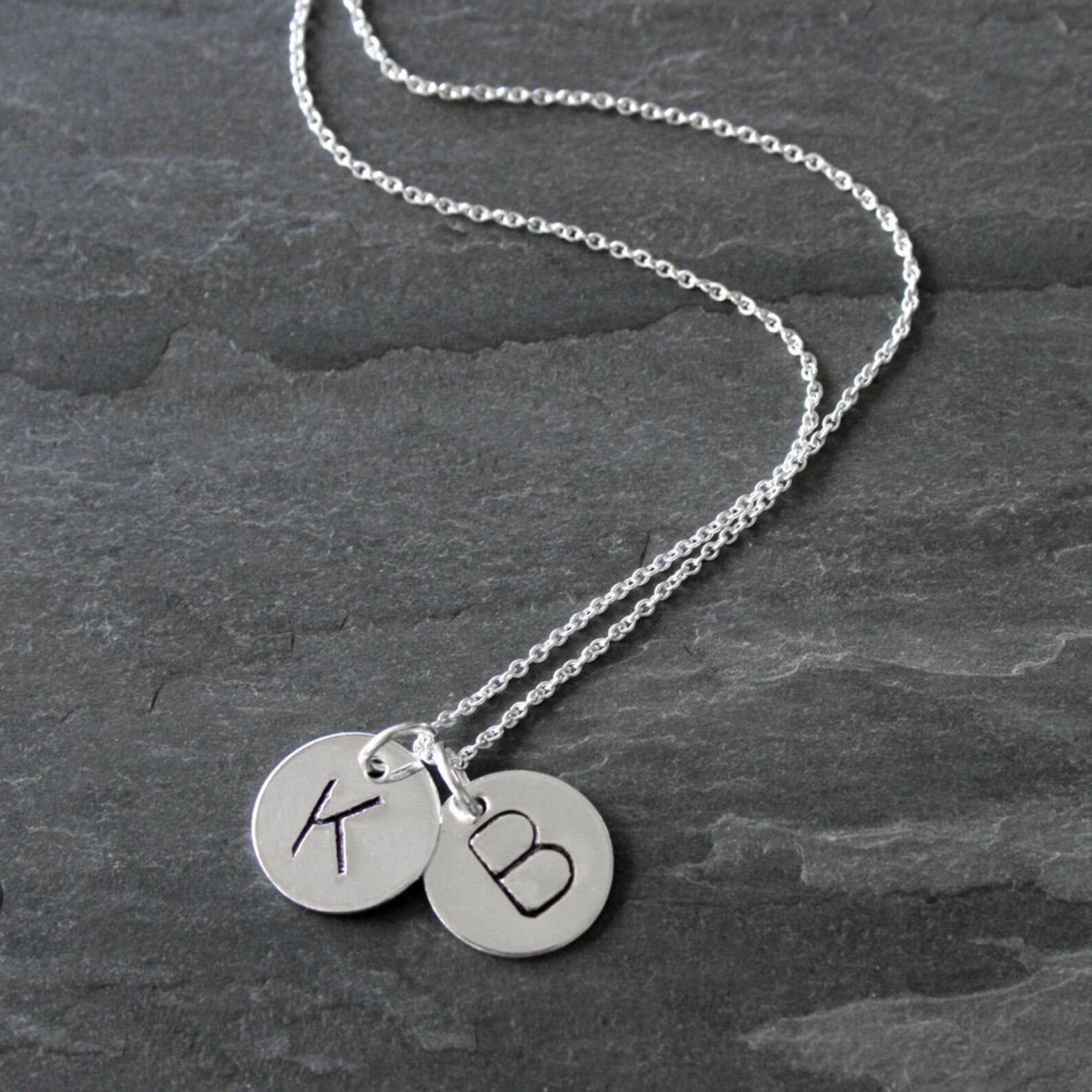 Sterling Silver Letter Charm Necklace Custom Initial Charm - Etsy
