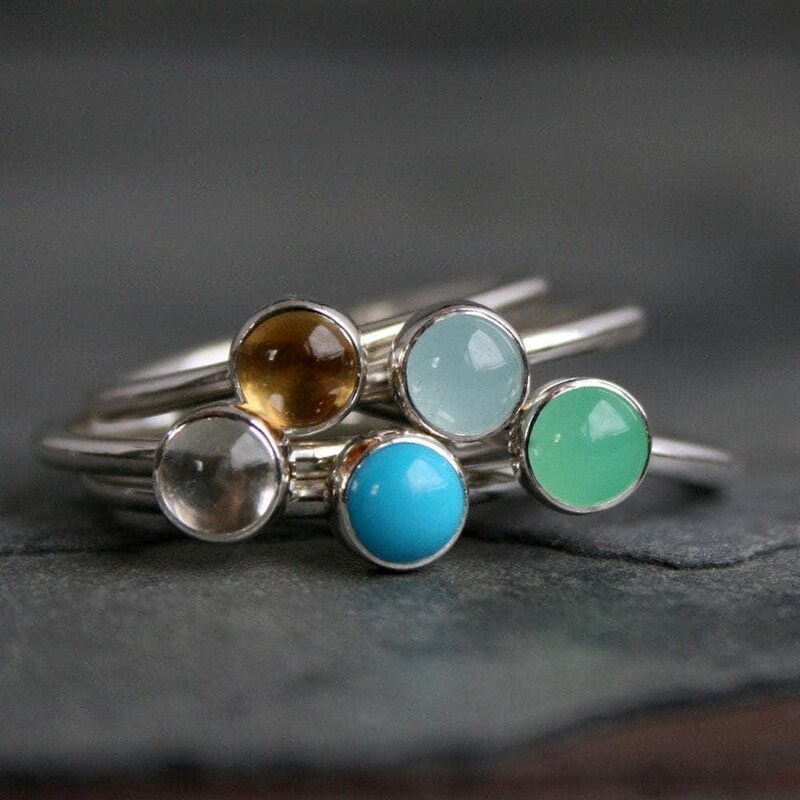 Gemstone Stacking Rings - Etsy