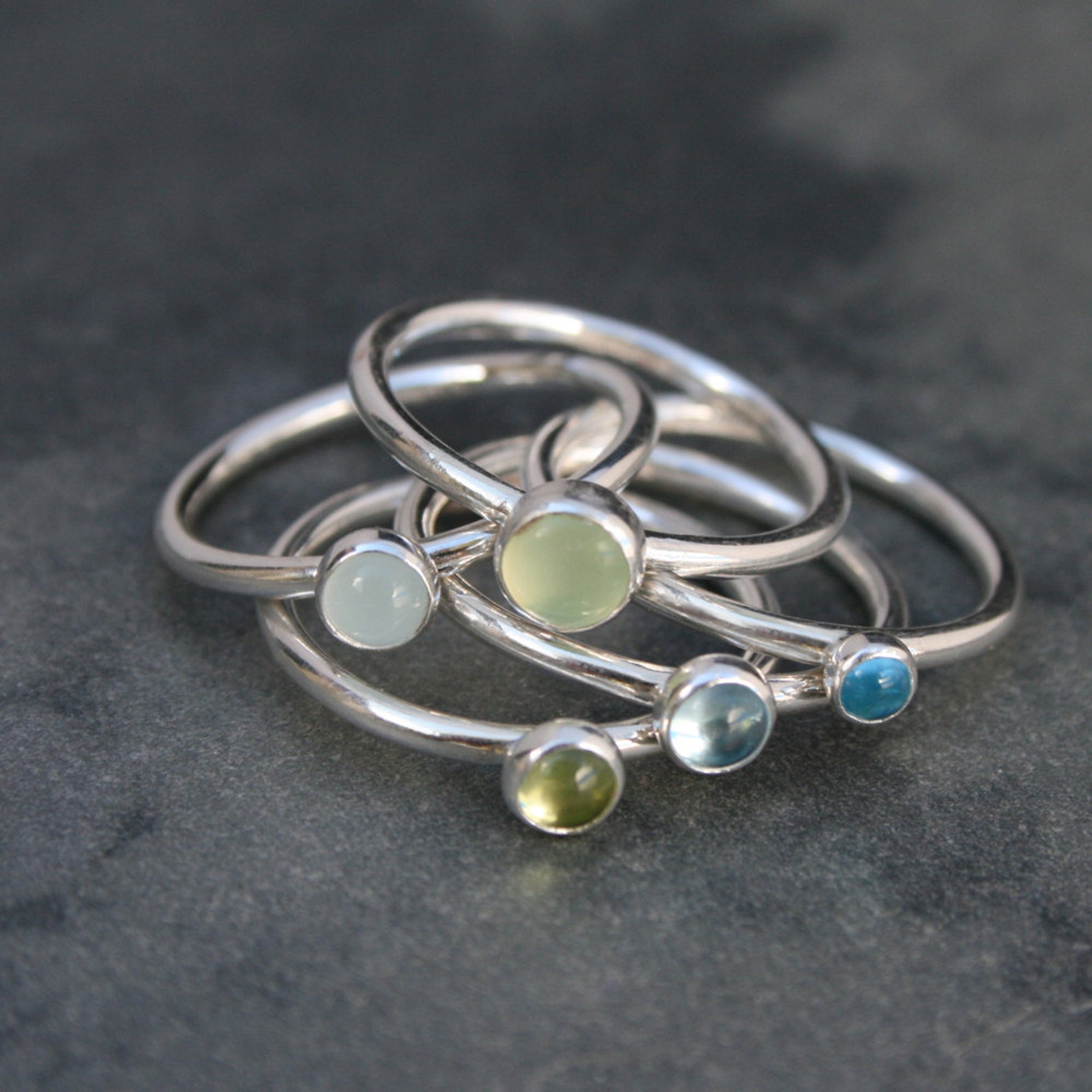 Spring Day Stacking Rings Sterling Silver Set of Five - Etsy UK