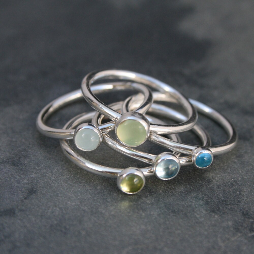 Spring Day Stacking Rings Sterling Silver Set of Five - Etsy UK