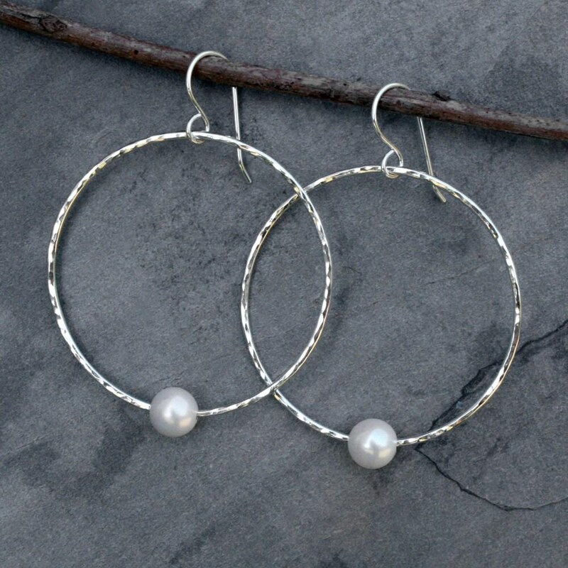 Pearl Hoops - Etsy