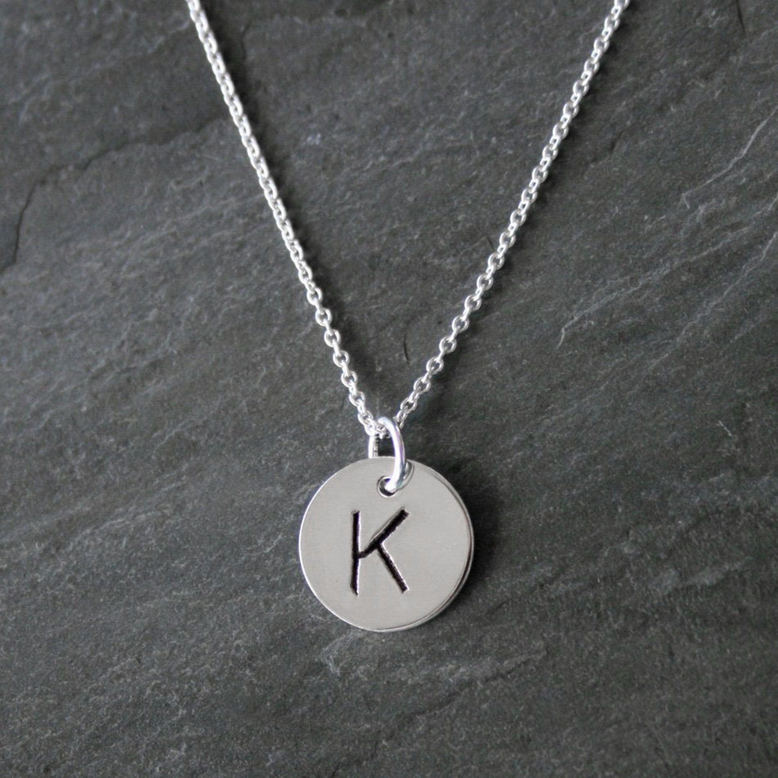 Sterling Silver Letter Charm Necklace Custom Initial Charm - Etsy