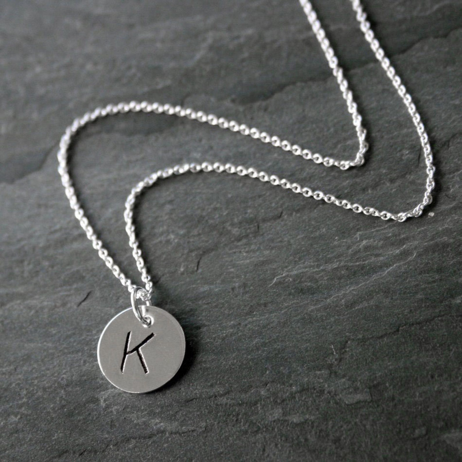 Sterling Silver Letter Charm Necklace Custom Initial Charm - Etsy