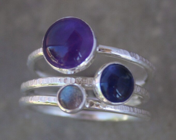 Tyrian Purple Stacking Rings Purple Amethyst Iolite - Etsy
