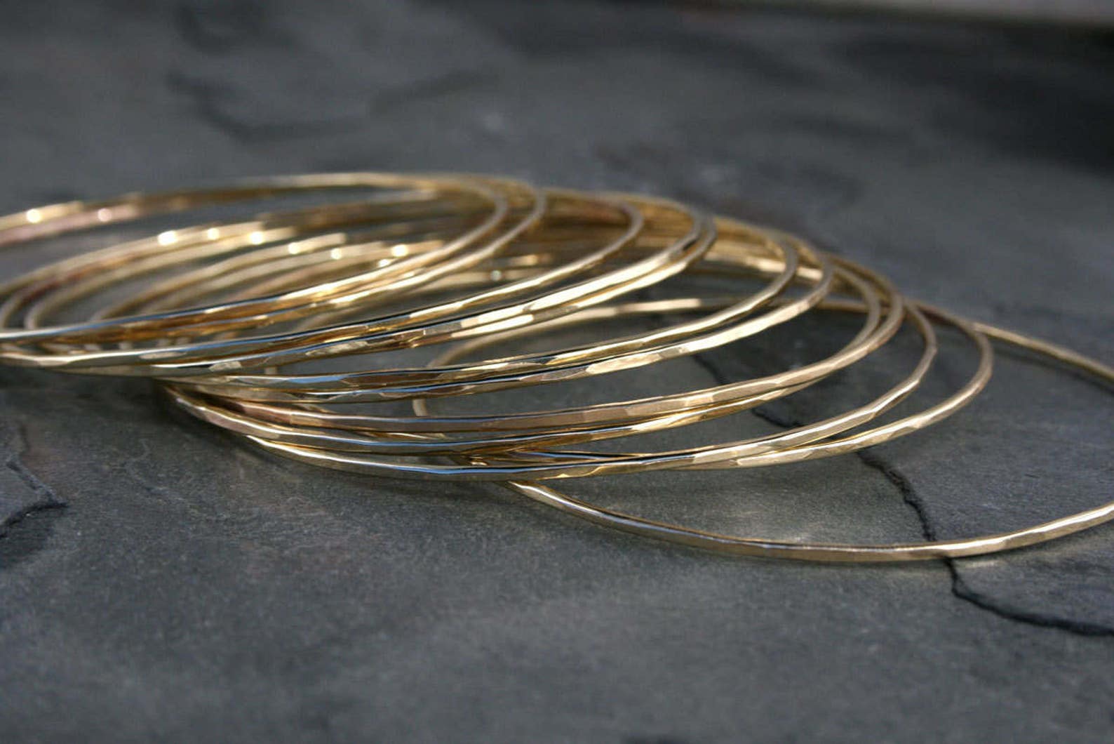 Twelve 14k Gold Filled Bangles Set of 12 Stacking Bracelets | Etsy