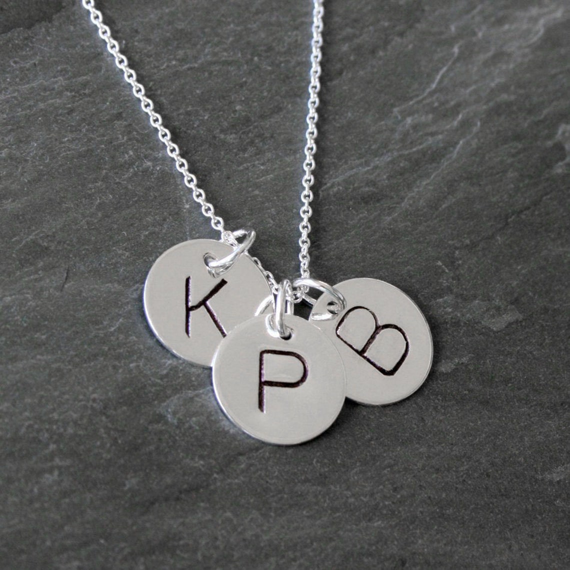 Sterling Silver Letter Charm Necklace Custom Initial Charm | Etsy