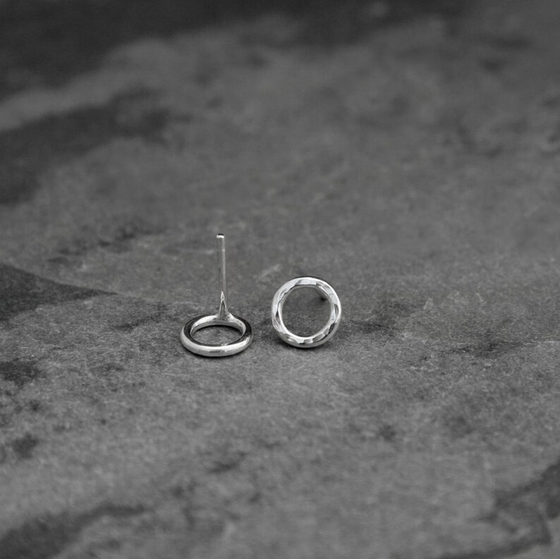Tiny Circle Earrings Sterling Silver Post Earrings Small - Etsy