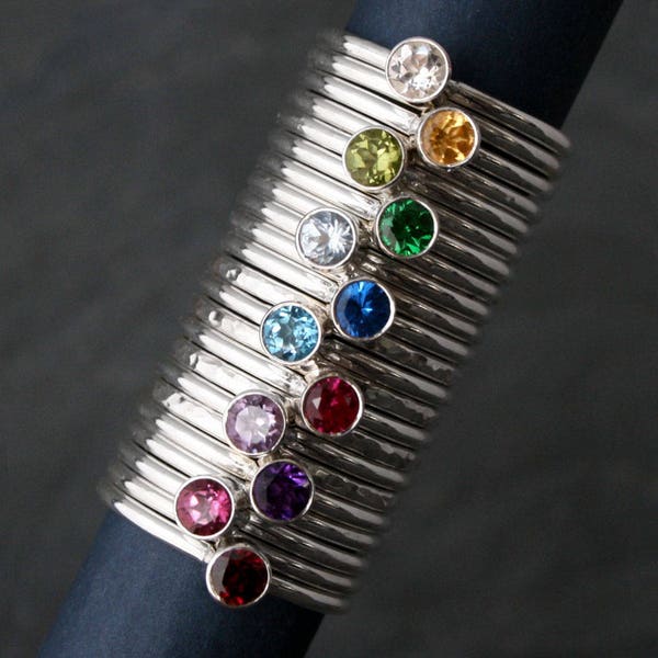 Stackable Birthstone Rings - Etsy