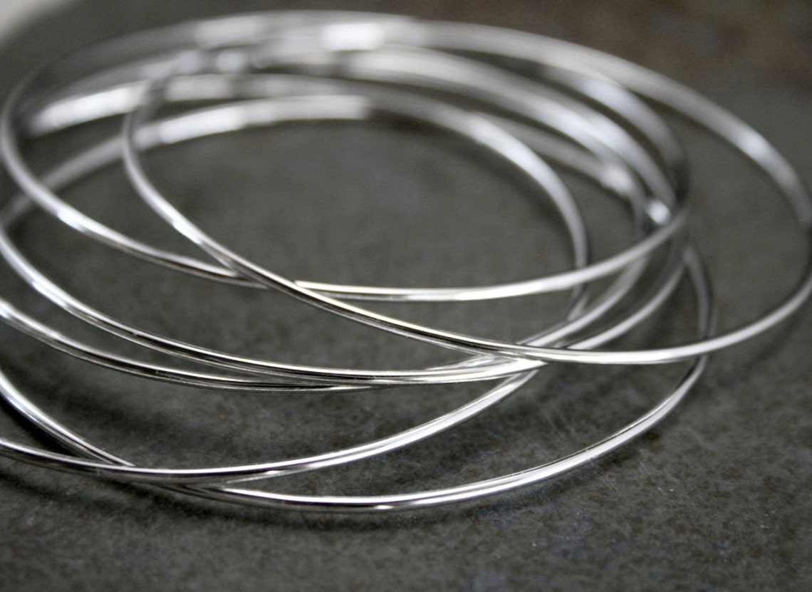 Set of 6 Sterling Silver Stacking Bangles Six Stackable - Etsy