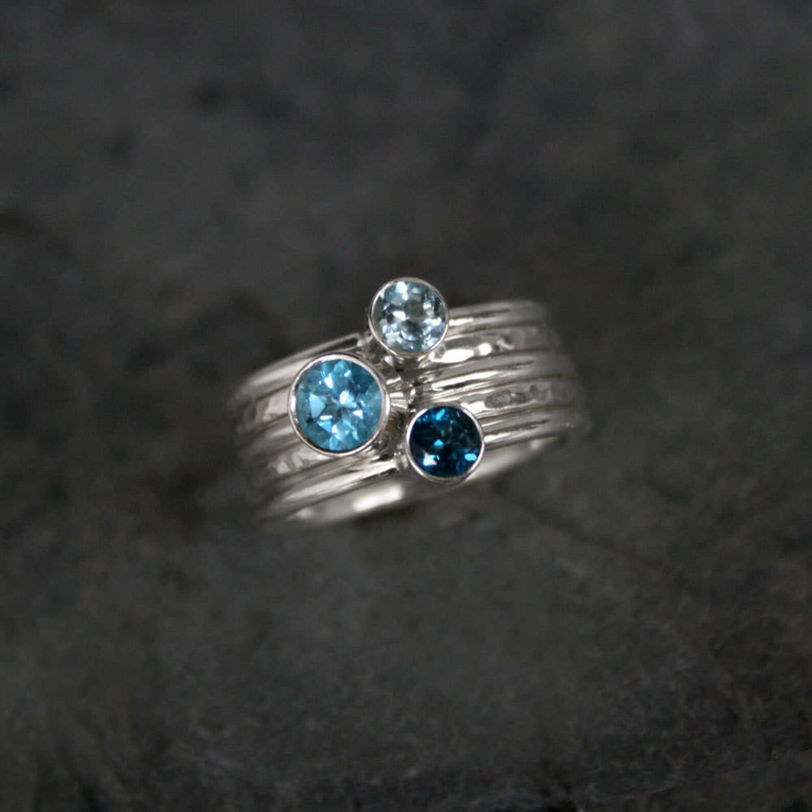 Ocean Blue Stacking Rings Set of Five Gemstone Stacking Rings - Etsy