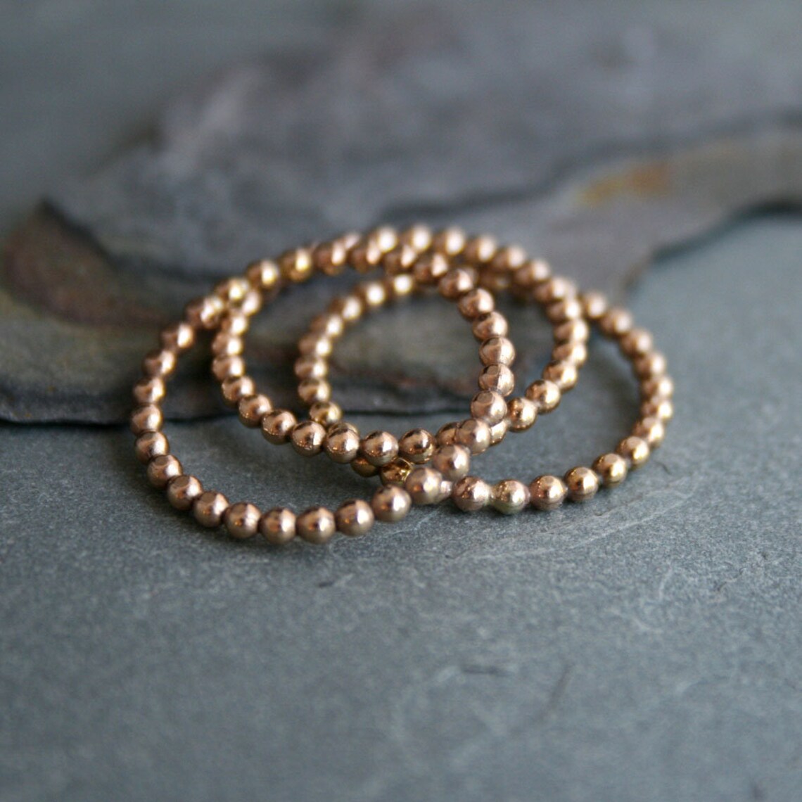 14k Gold Fill Bead Rings Set of Three Stacking Rings 3 | Etsy