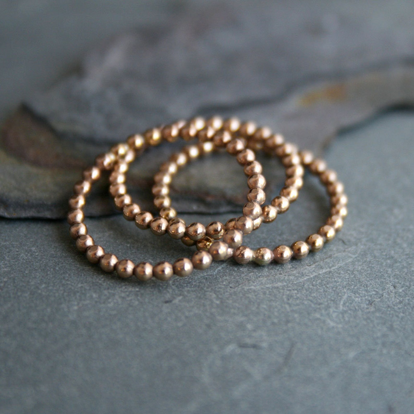 14k Gold Fill Bead Rings Set of Three Stacking Rings 3 | Etsy