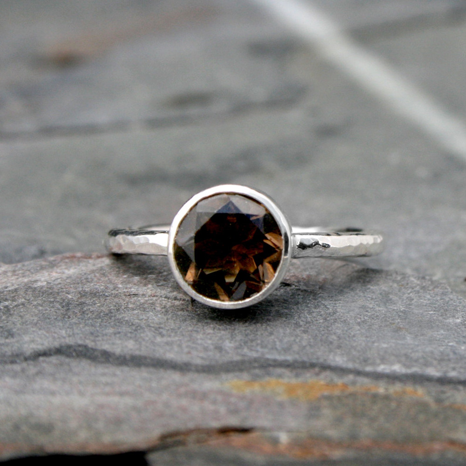 Whiskey Quartz Ring Sterling Silver Smoky Quartz Faceted | Etsy