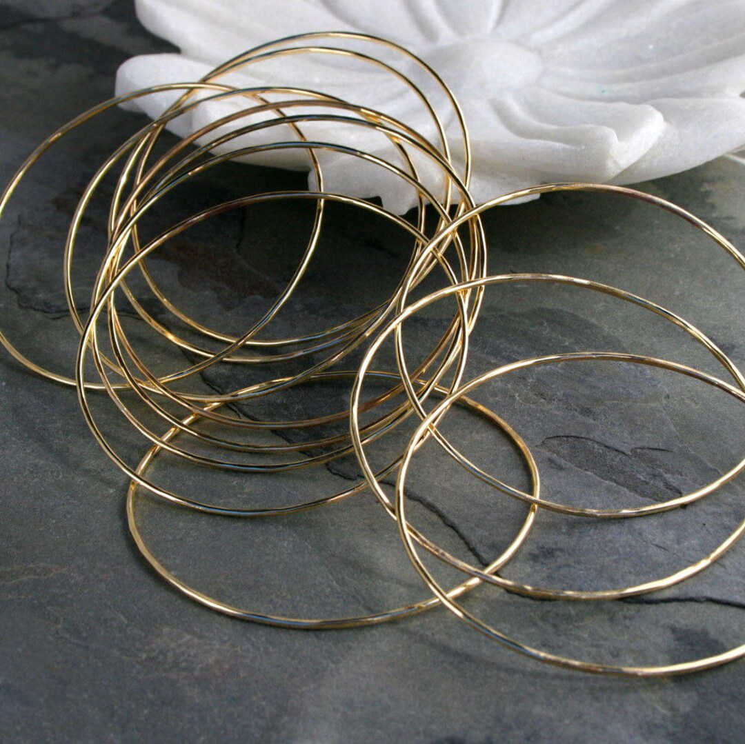 Twelve 14k Gold Filled Bangles, Set of 12 Stacking Bracelets, 14k Gold ...