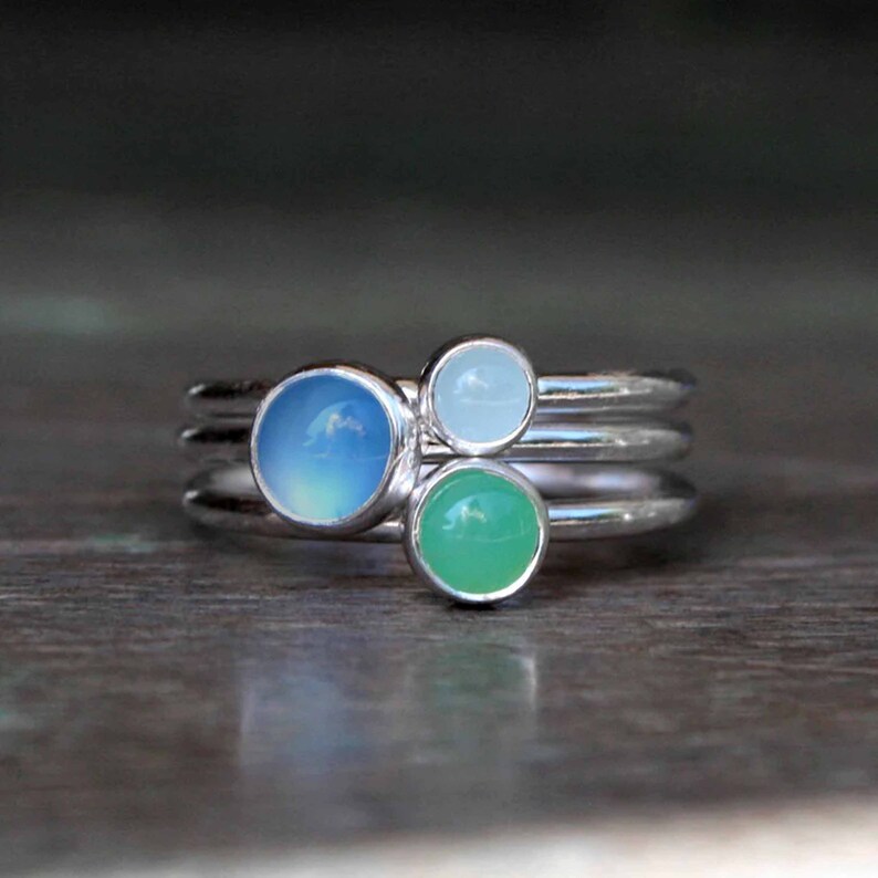 Set of Three Sterling Silver Stacking Rings Stackable | Etsy